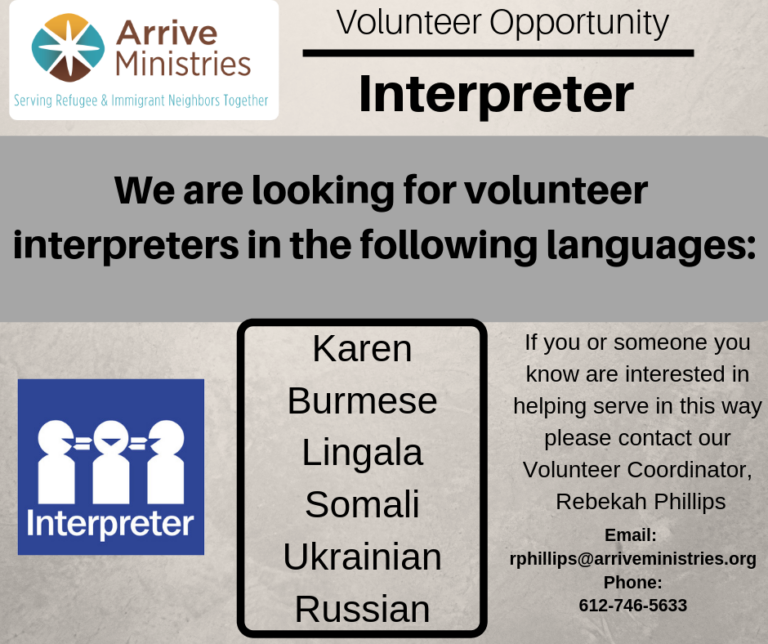Volunteer Interpreters – Arrive Ministries